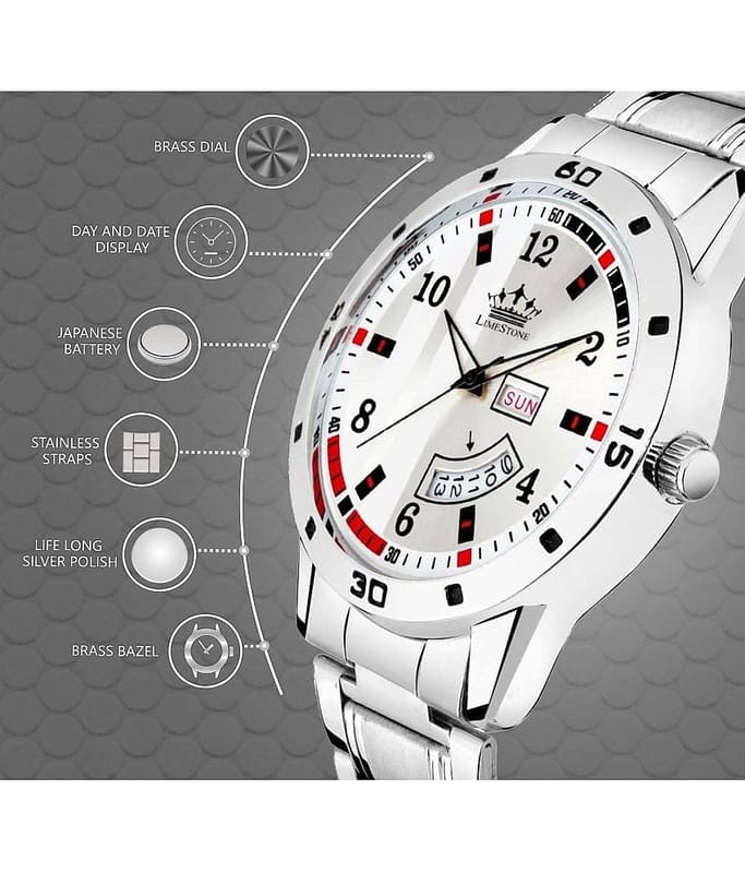 LimeStone Silver Metal Analog Men's Watch