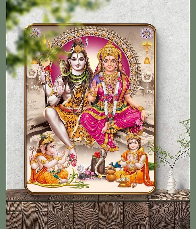 SAF Shiv Parivar Wall Painting | Lord Shiva Parvati Ganesh Kartikeya ...