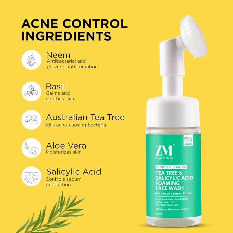 ZM (Zayn & MYZA) - Tea Tree & Salicylic Acid Foaming Face Wash (100 ML)