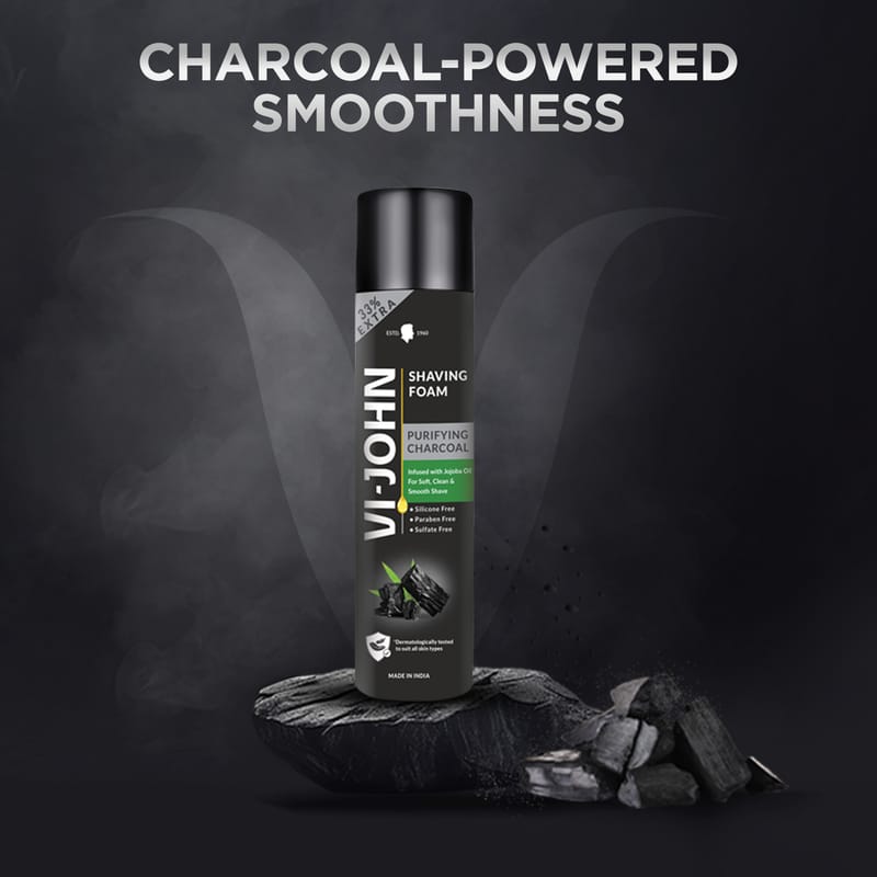 VI-JOHN Purifying Charcoal Shaving Foam 300gm and Shave Pro 2-Blade ...