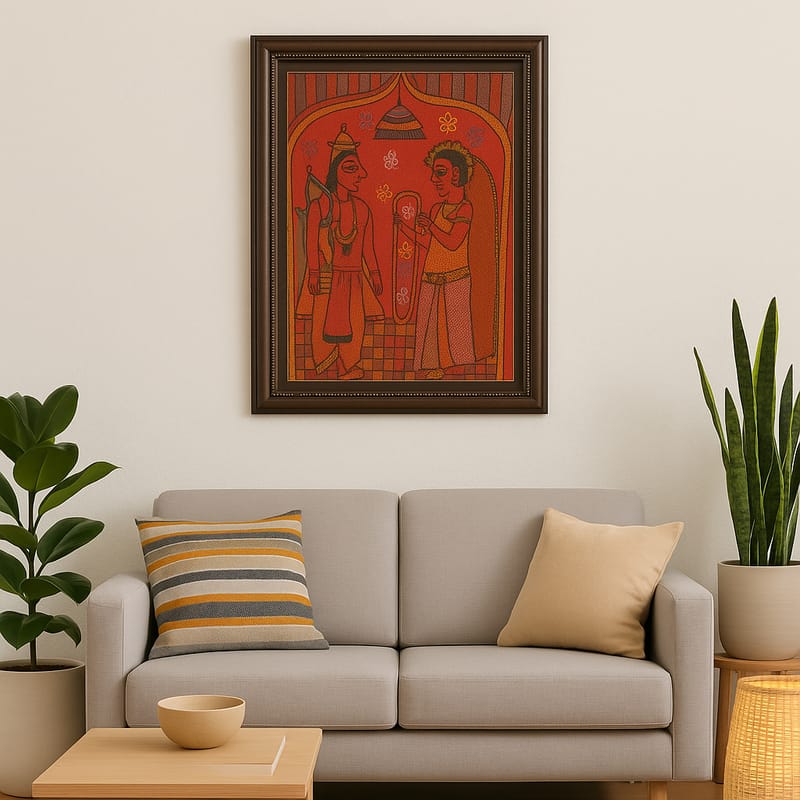 Framed Sujani Embroidery Painting – Ram Sita Wedding Theme | 20x5x2 cm ...