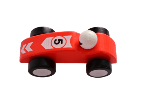 Wooden Race Car - Red & Green with Racing Numbers