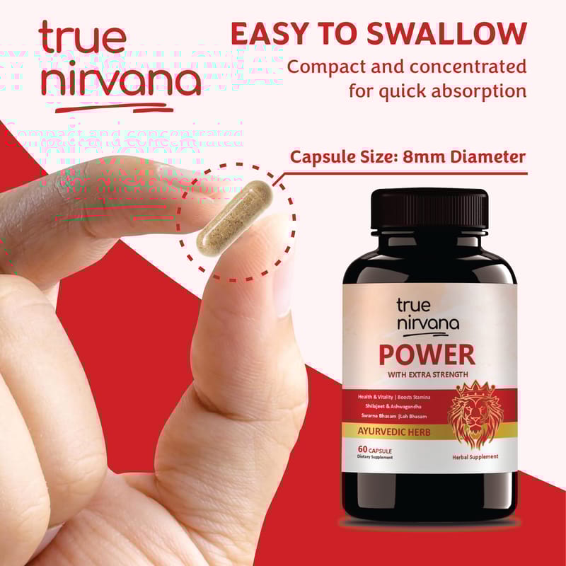 True Nirvana Power Extra Strength Veg Capsules Health and Vitality Supplement 60 Capsules