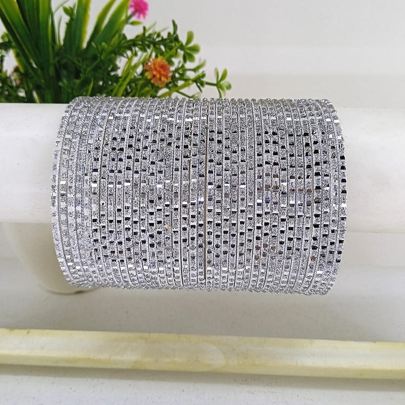 Metal Silver Bangles "fancy Cut Set of 36".