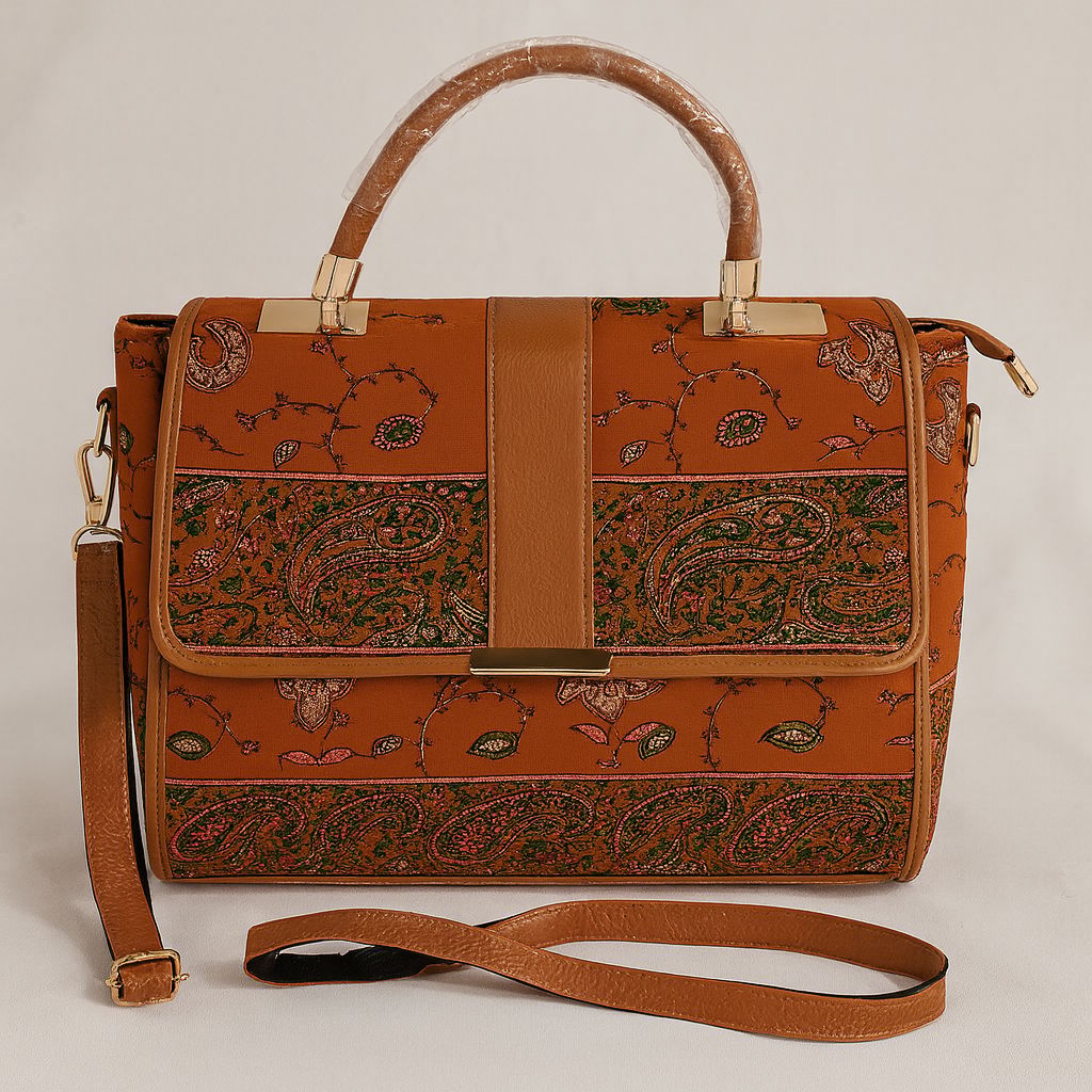 Elegant Caramel Brown Women's Faux Leather Top-Handle Handbag with ...