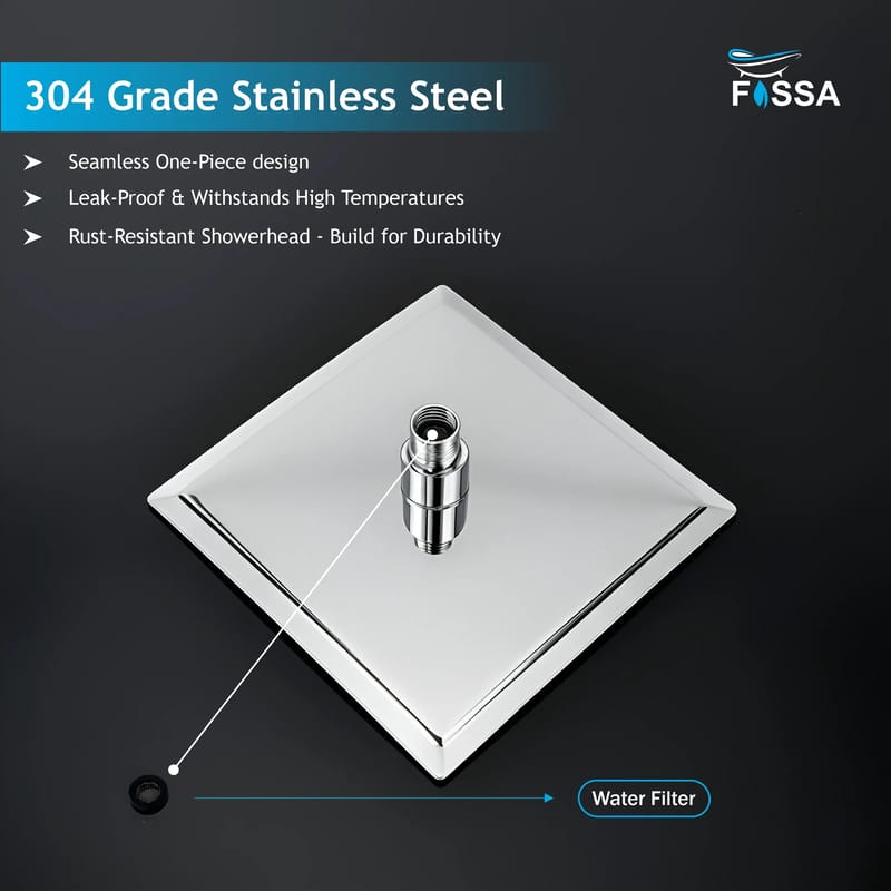 Fossa 6"x6" 304 SS Rain Shower Square Overhead (No Arm) UOHS-002
