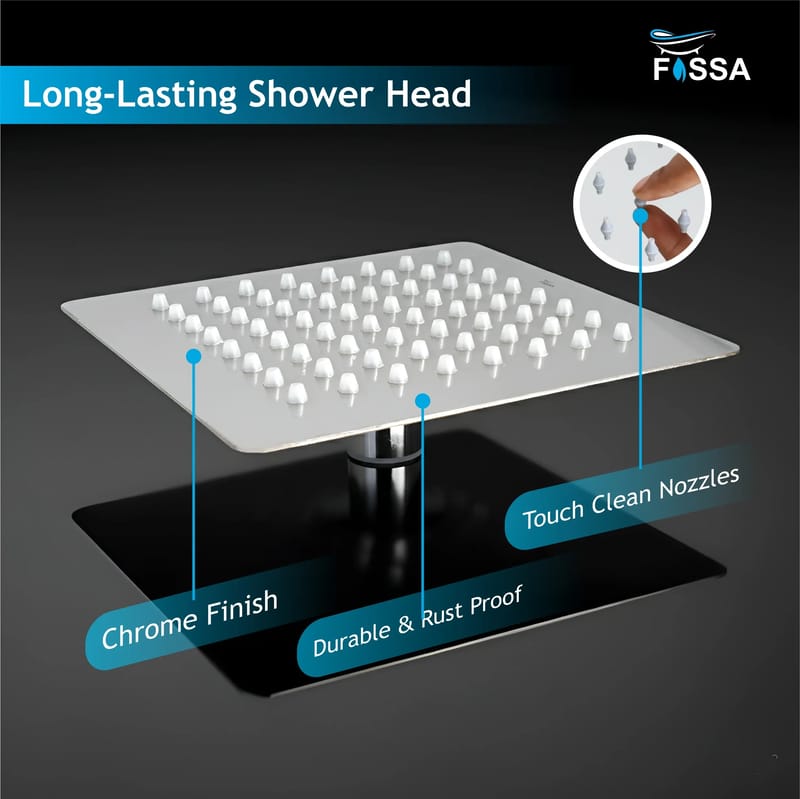 Fossa 6"x6" 304 SS Rain Shower Square Overhead (No Arm) UOHS-002