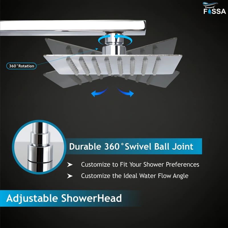 Fossa 6"x6" 304 SS Rain Shower Square Overhead (No Arm) UOHS-002