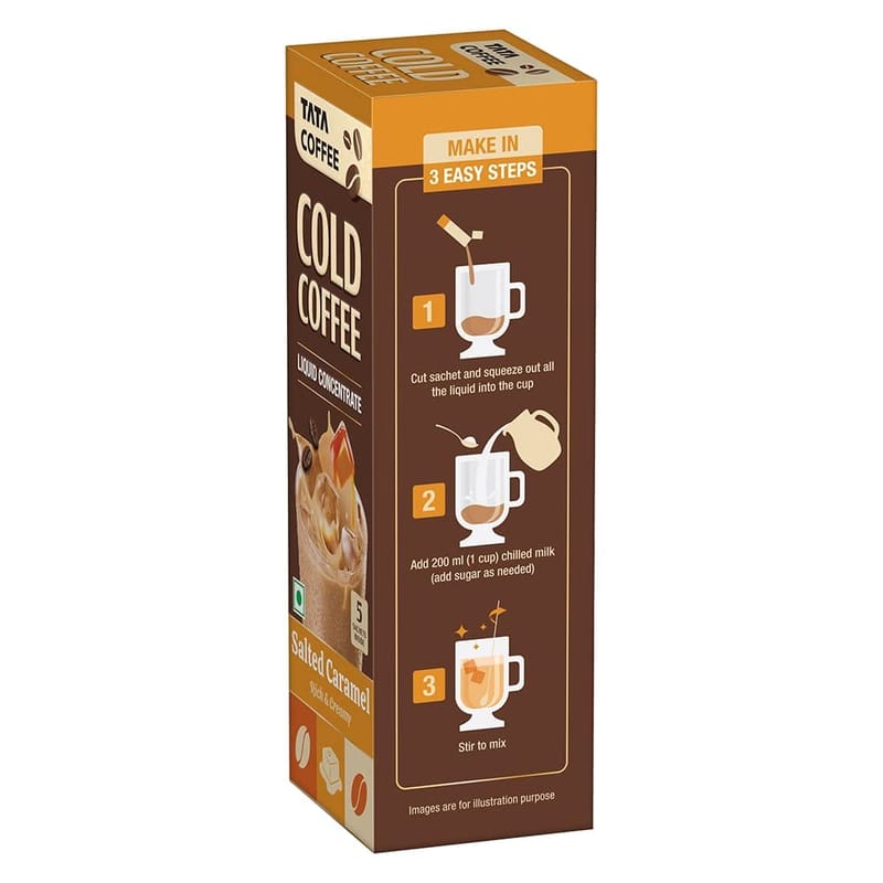 Tata Coffee Cold Coffee, Liquid Concentrate, 5 Sachets Brown, Salted ...