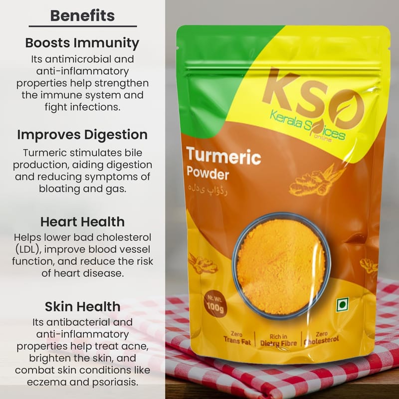 Kerala Spices 100% Pure and Natural Turmeric Powder 100 gm Vibrant ...