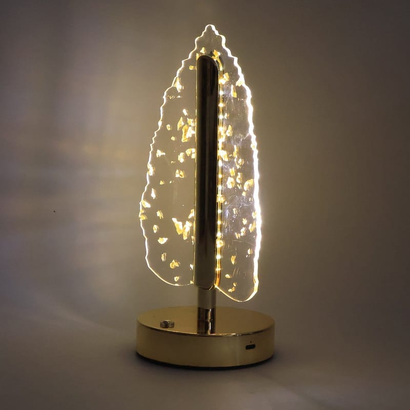 Premium Golden Crystal Leaf-Shaped LED Table Lamp (1 Pc)_assorted colour