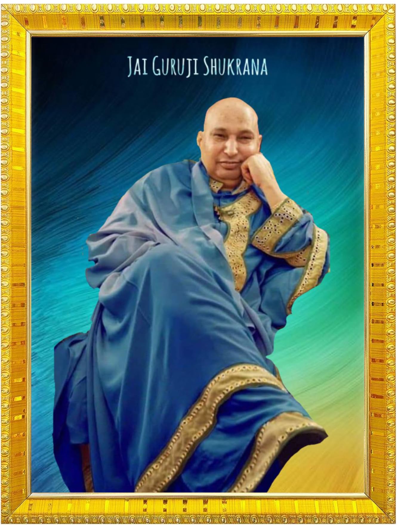 NOKKES Jai Guru Ji Swaroop Shukrana Guru Ji Golden 5X7 Inch Photo Frame ...