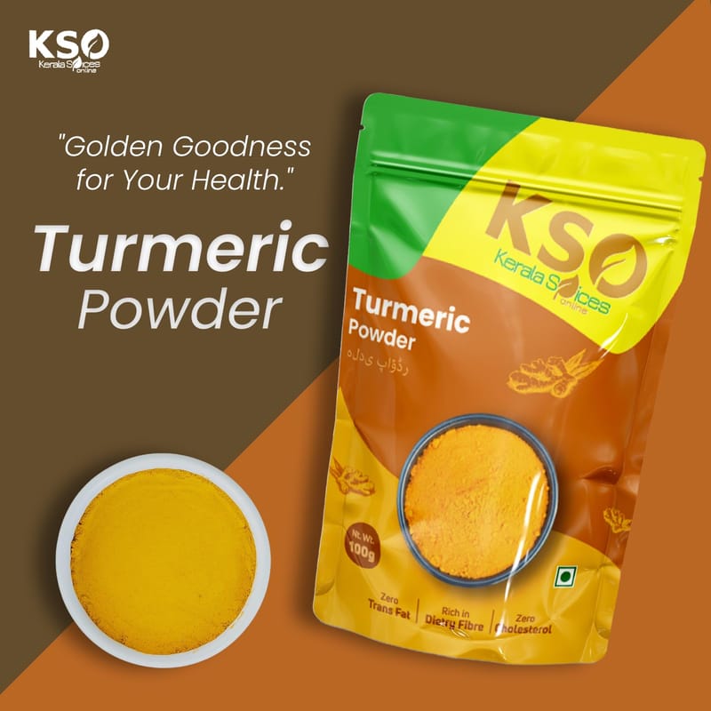 Kerala Spices 100% Pure and Natural Turmeric Powder 100 gm Vibrant ...