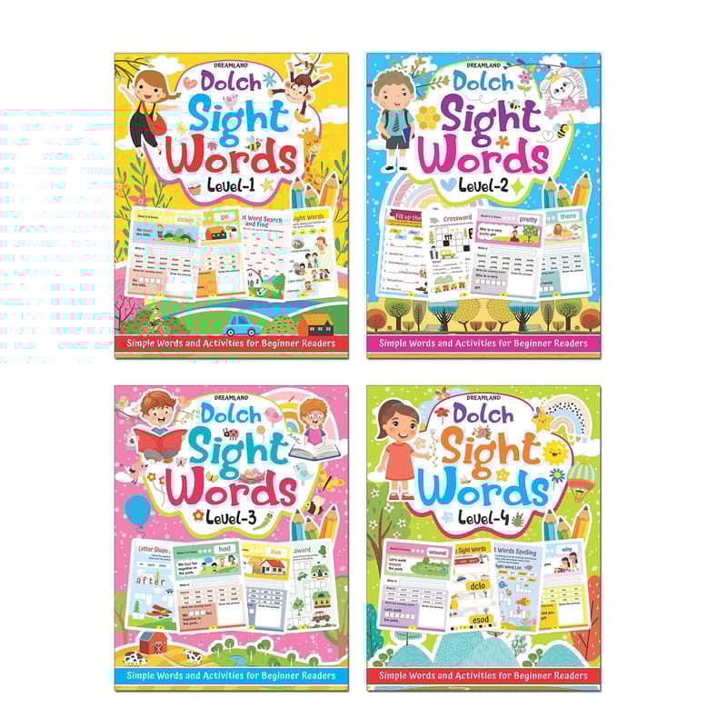 Dolch Sight Words Books Pack for Children Age 4 -8 Years - A Set of 4 ...