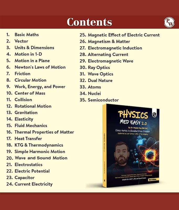 PW Physics Med Easy 2.0 Notes | Notes, Formulas, Mnemonics, Tips ...