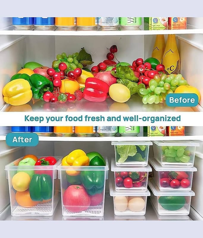 BRANZY Fridge Containers Plastic Transparent Food Container ( Set of 4 )